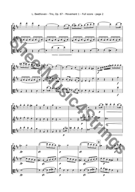 Beethoven, L. - Trio in C, Op. 87, (2 Violins, Viola) – SheetMusic4Strings